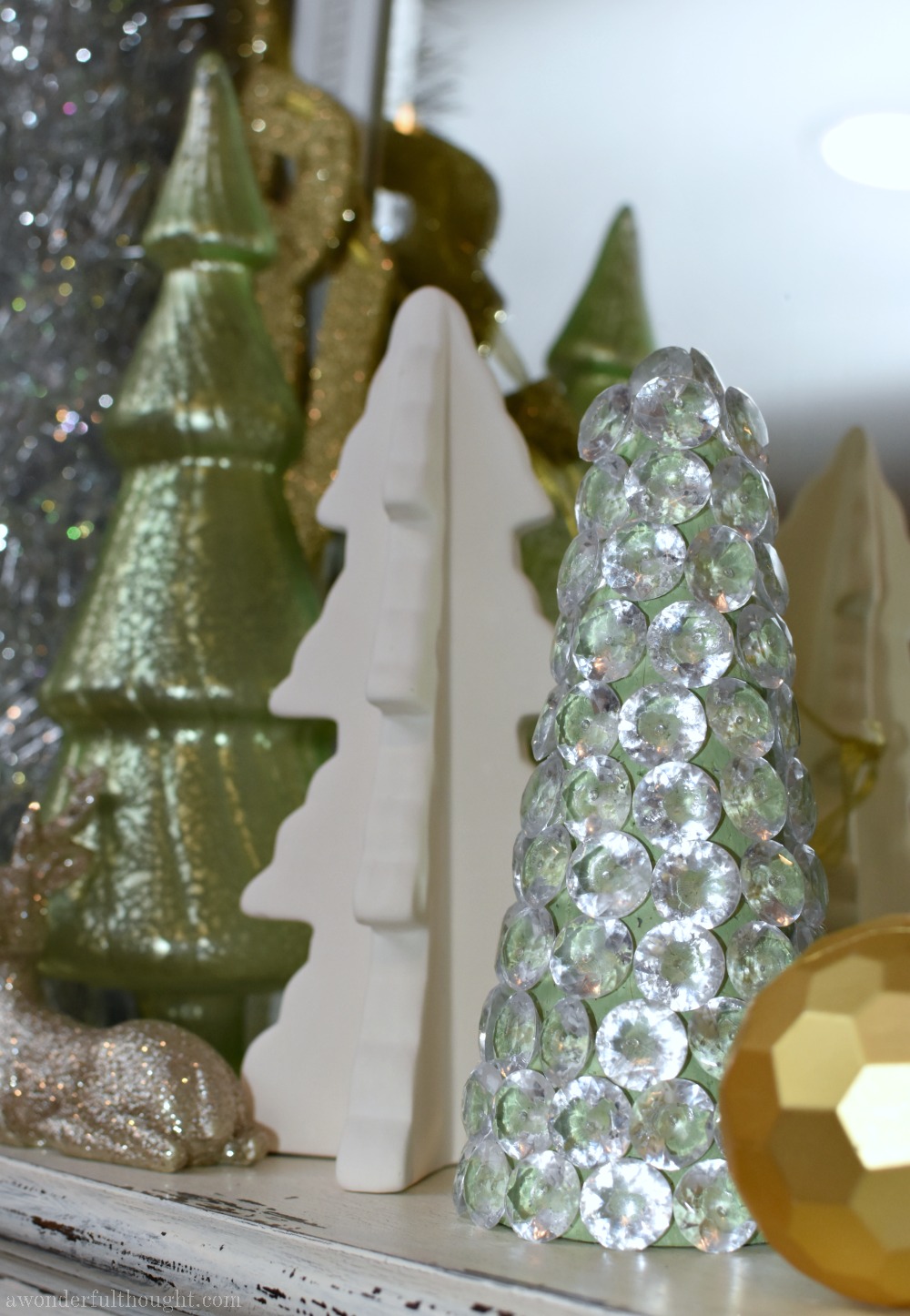 Dollar Store Craft | Sparkly Gem Christmas Tree - A Wonderful Thought