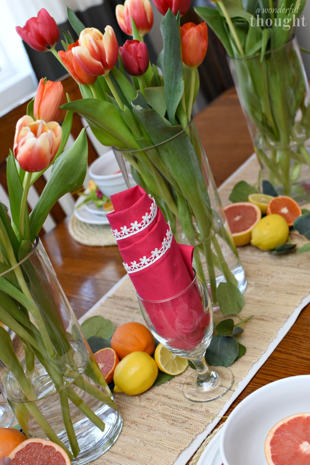 Citrus and Floral Spring Tablescape - A Wonderful Thought