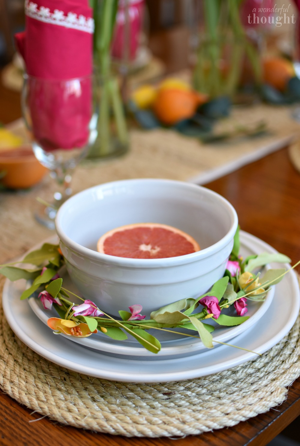 Citrus and Floral Spring Tablescape - A Wonderful Thought