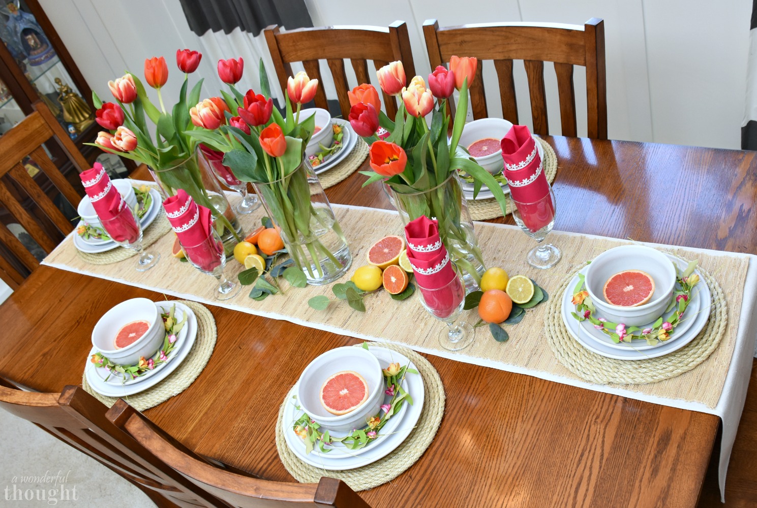 Citrus and Floral Spring Tablescape - A Wonderful Thought