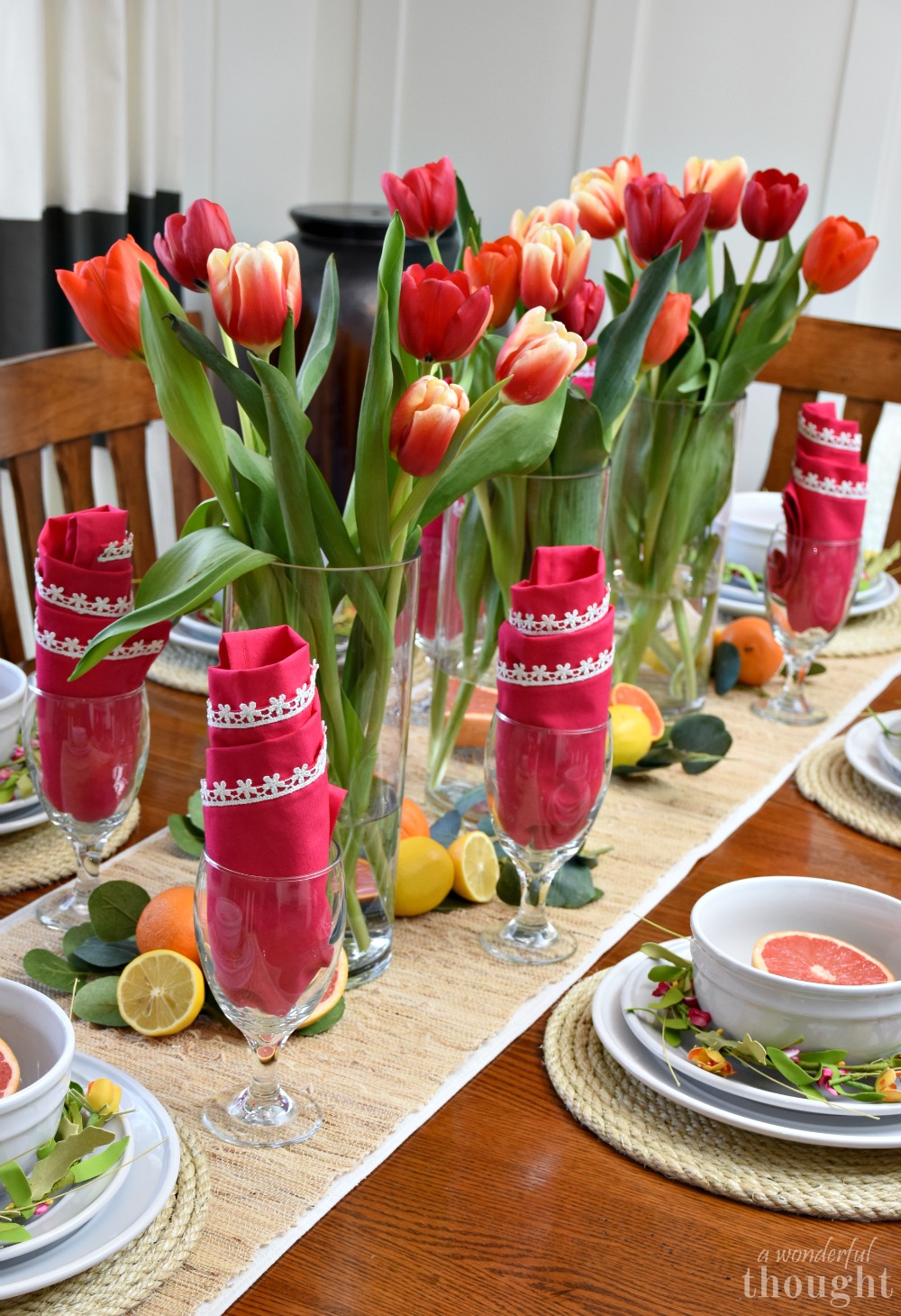 Citrus and Floral Spring Tablescape - A Wonderful Thought