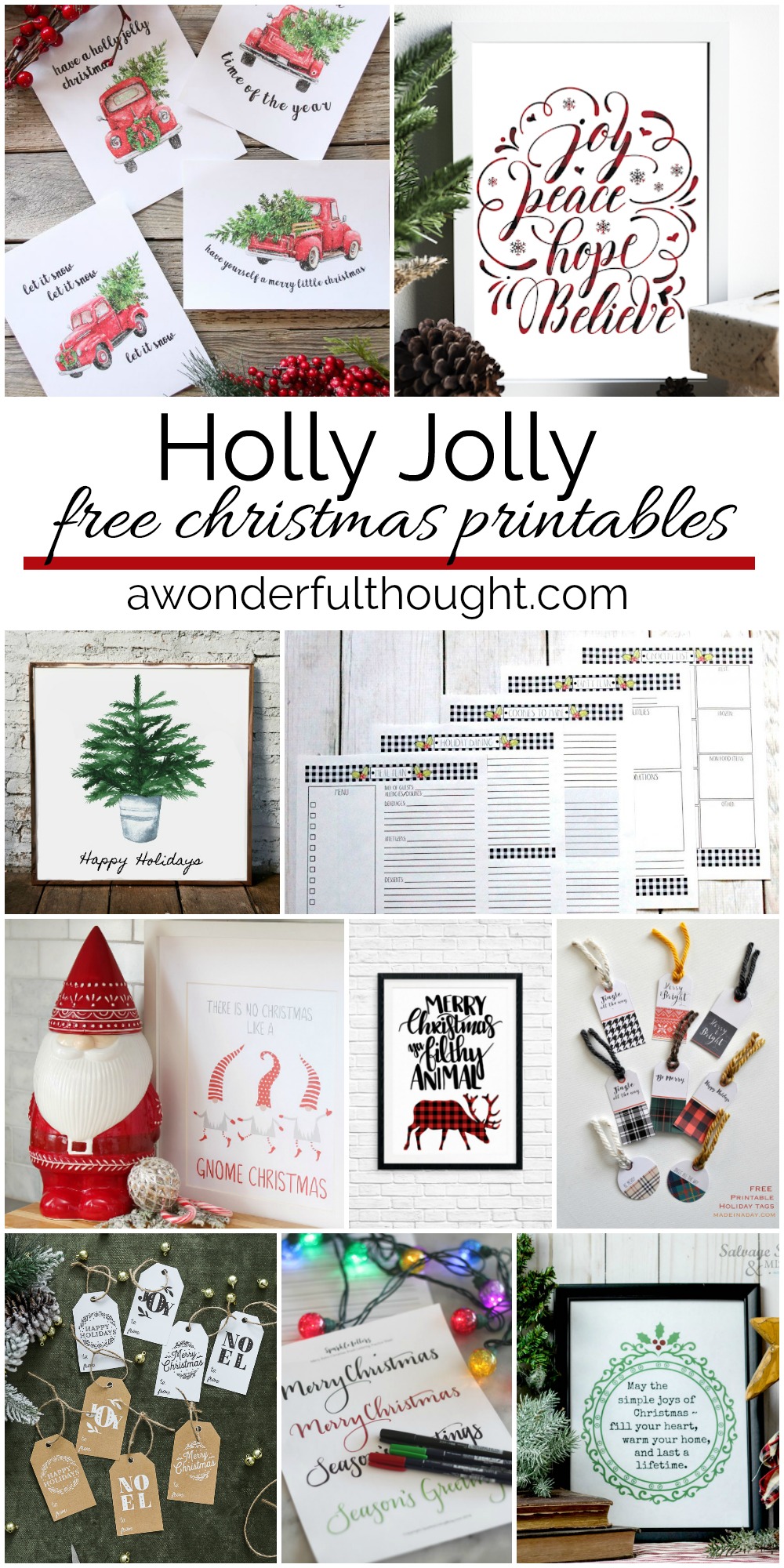 Holly Jolly Christmas Printables - A Wonderful Thought