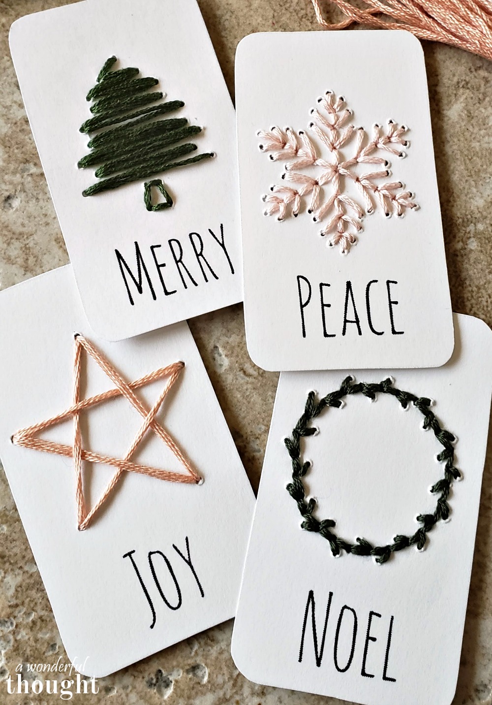 Simple Hand Embroidered Gift Tags - A Wonderful Thought