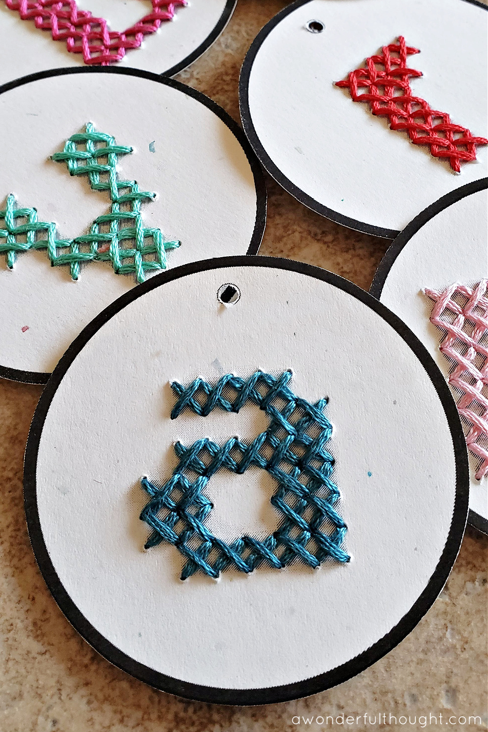 Cross Stitch Gift Tags with Initials - A Wonderful Thought