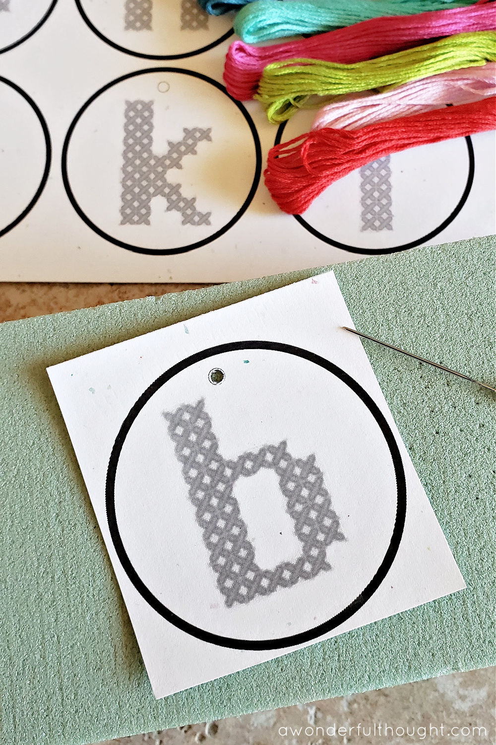 Cross Stitch Gift Tags with Initials - A Wonderful Thought