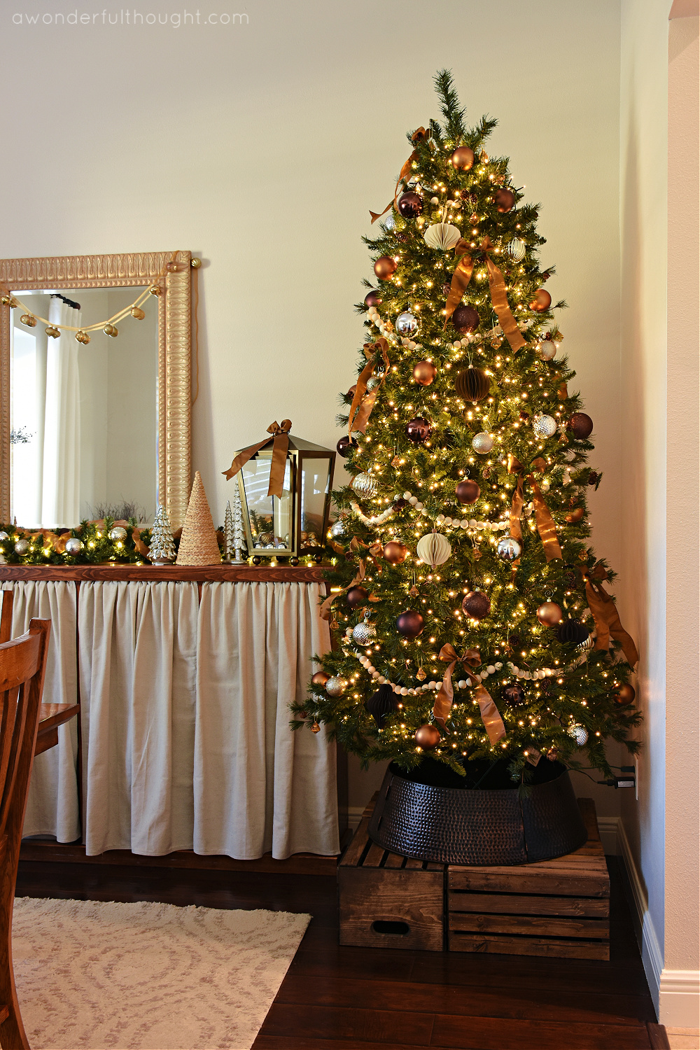 Brown Christmas Tree with bronze accents - A Wonderful Thought
