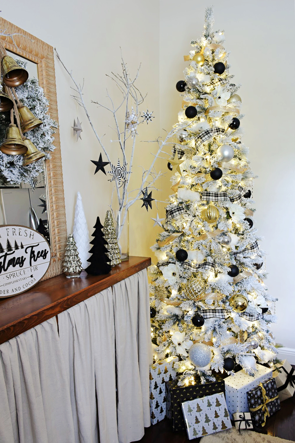 Black and White Christmas Tree - A Wonderful Thought
