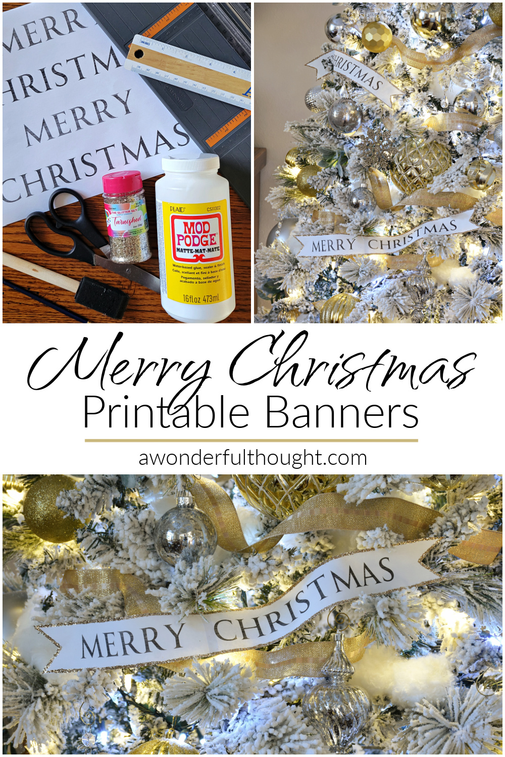 Printable Merry Christmas Banner - A Wonderful Thought